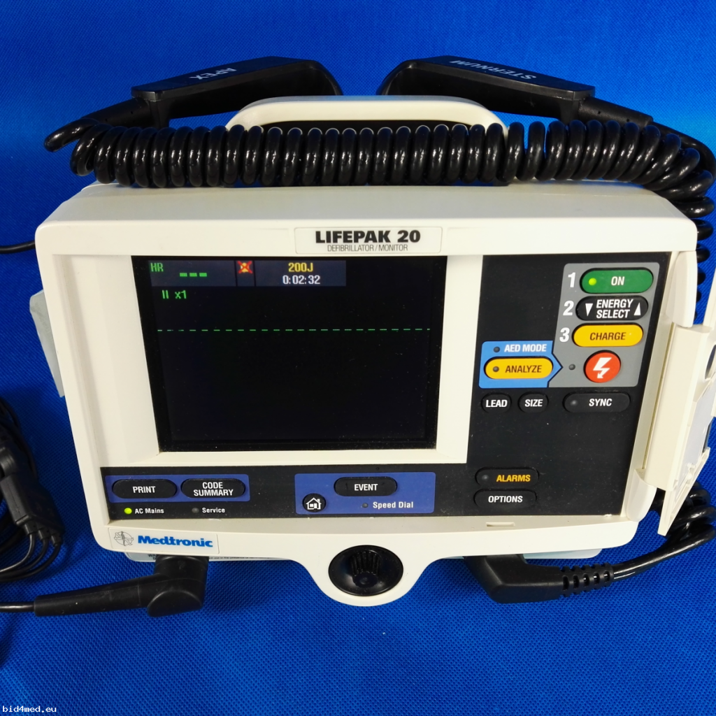 Physio Control Lifepak 20 Biphasic 3 Lead ECG SpO2 Analyze w/ Paddles ...