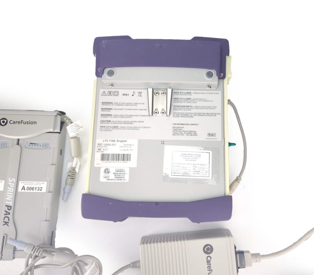 CareFusion LTV 1150 Ventilator w/ 21494-201 Battery Pack & Power Supply ...