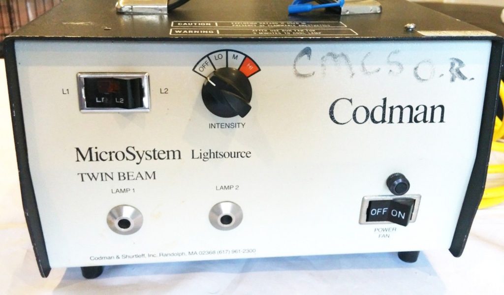 Codman Surgical MicroSystem Twin Beam Lightsource W/ Helmet Fiber Optic ...