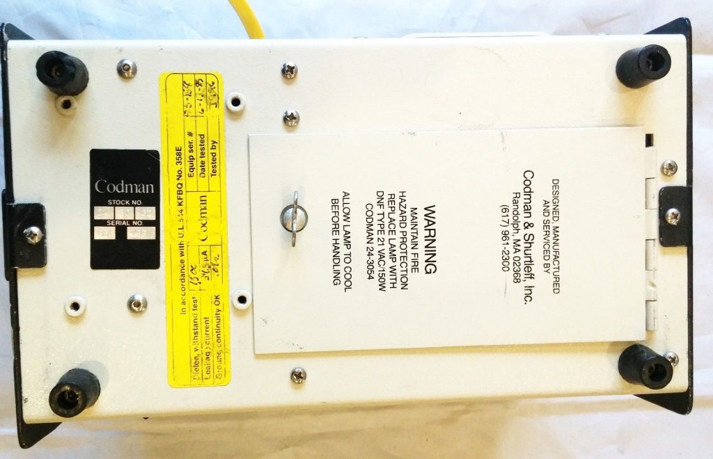 Codman Surgical MicroSystem Twin Beam Lightsource W/ Helmet Fiber Optic ...