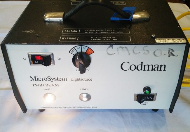 Codman Surgical MicroSystem Twin Beam Lightsource W/ Helmet Fiber Optic ...